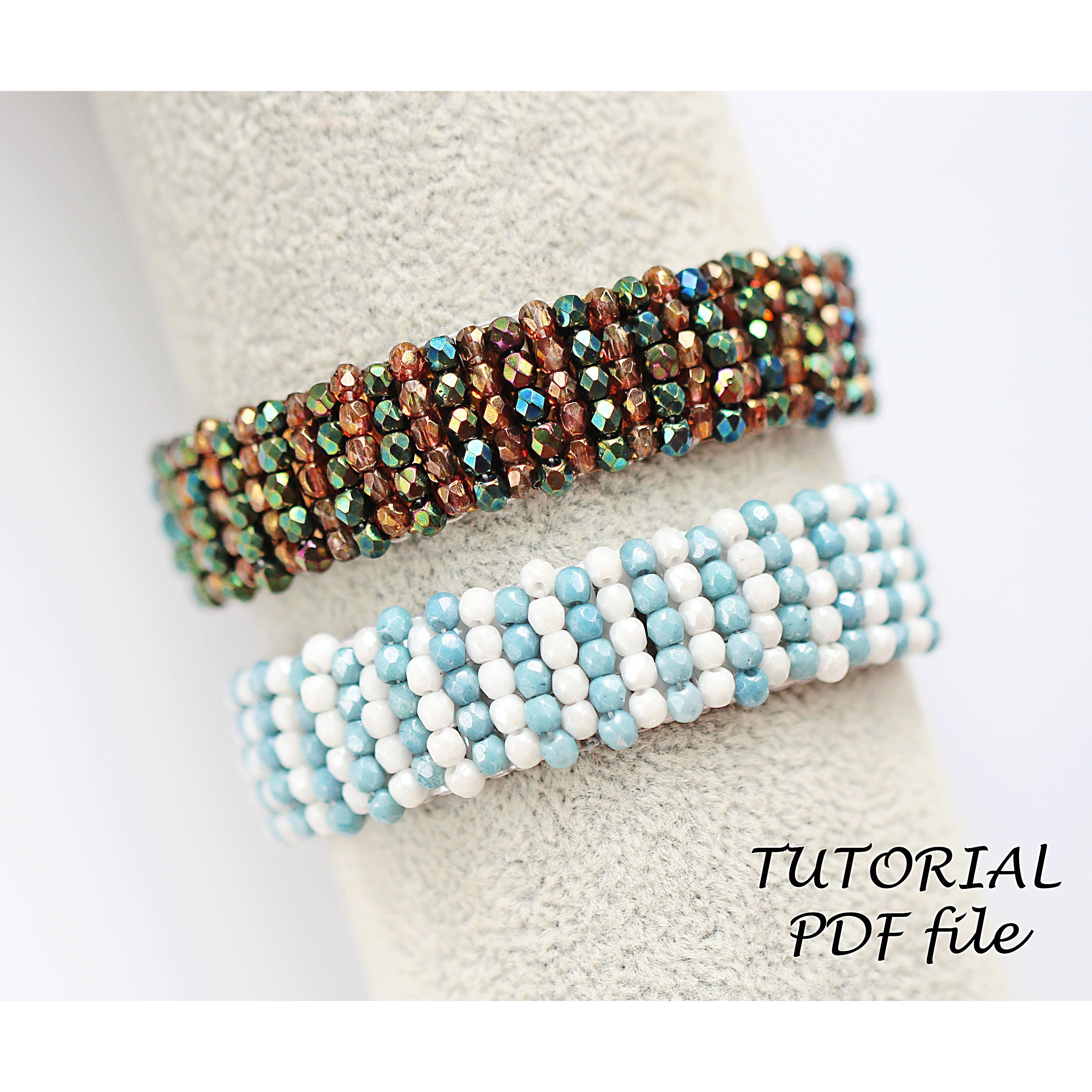 Beading Tutorial Bracelet Pattern Fire Polished Beads Tila Design Step ...