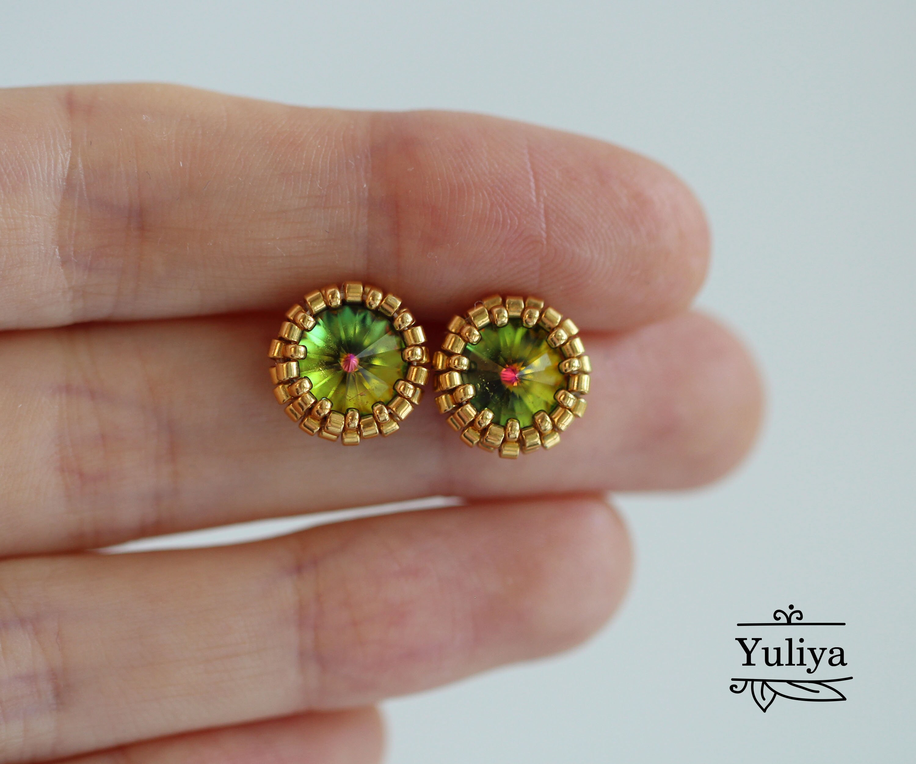 Stud Earrings Pattern Beading Tutorial Stud Earrings | Etsy