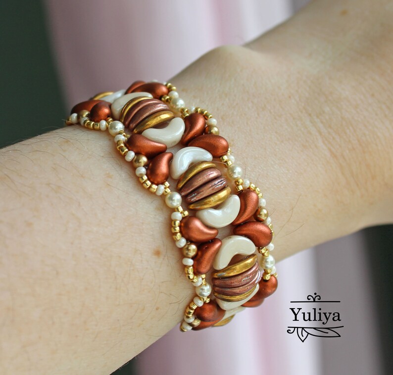 Bracelet Tutorial Duo Bead Pattern Simple Beaded Design Two-hole Czech ...