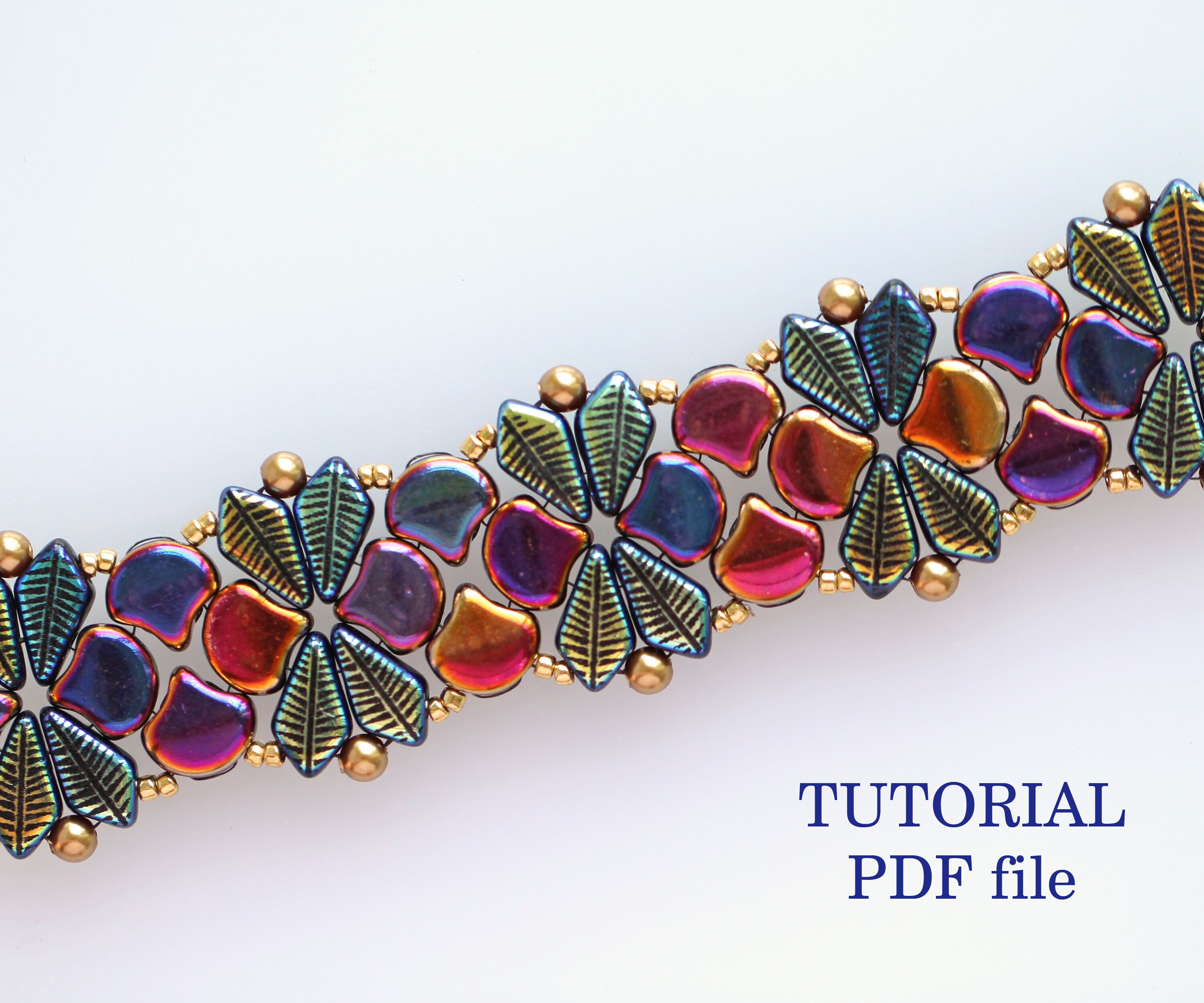 Beading Pattern Bracelet Tutorial Ginko Kite Beads Simple Easy Two-hole ...