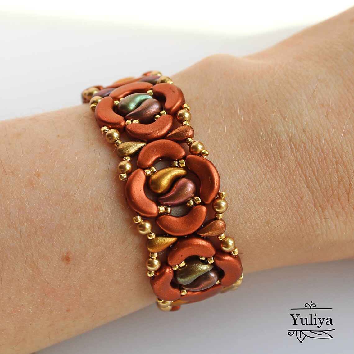 Beading tutorial bracelet Two hole bead pattern Beading | Etsy