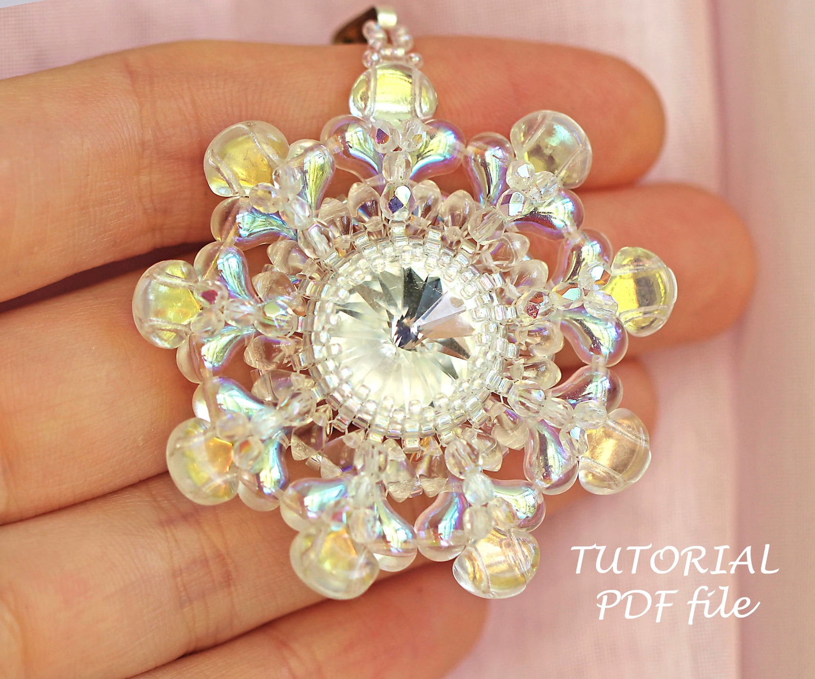 Beaded Rivoli Pendant Tutorial Beading Instructions Ginko - Etsy