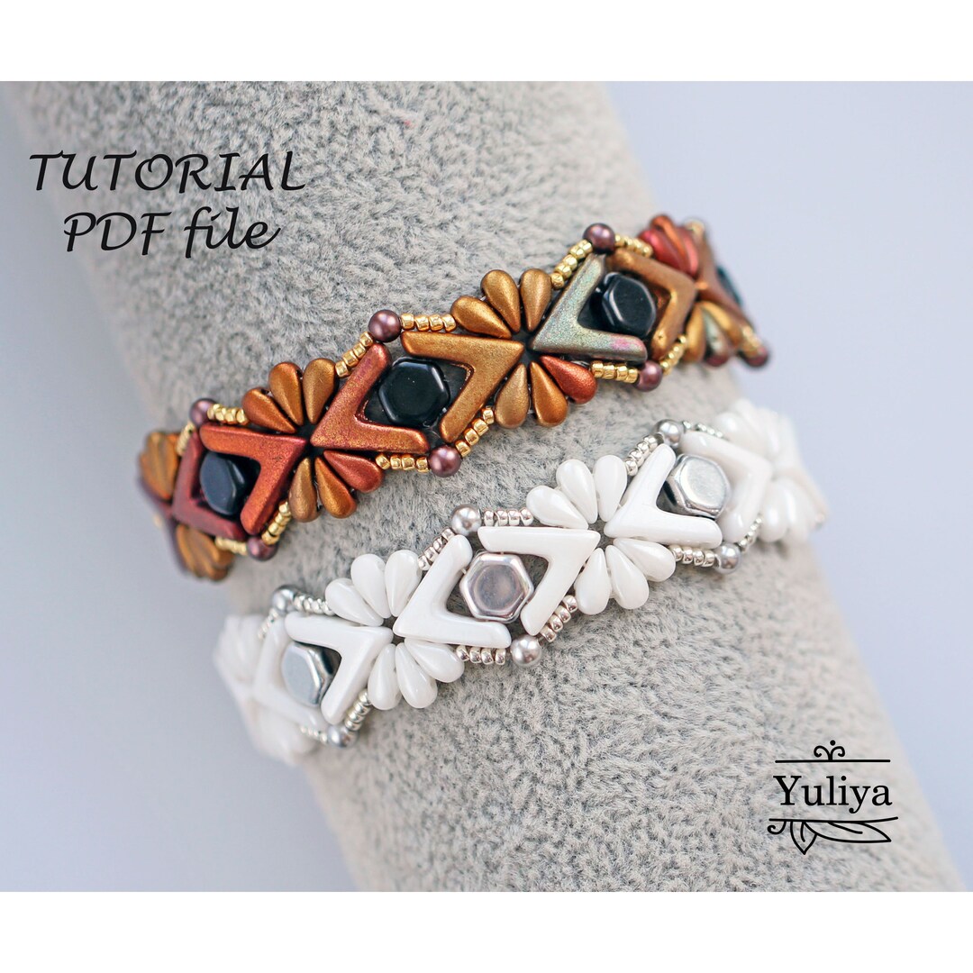 Beading Tutorials Patterns Beaded Bracelet AVA Dropduo Honeycomb Duo ...