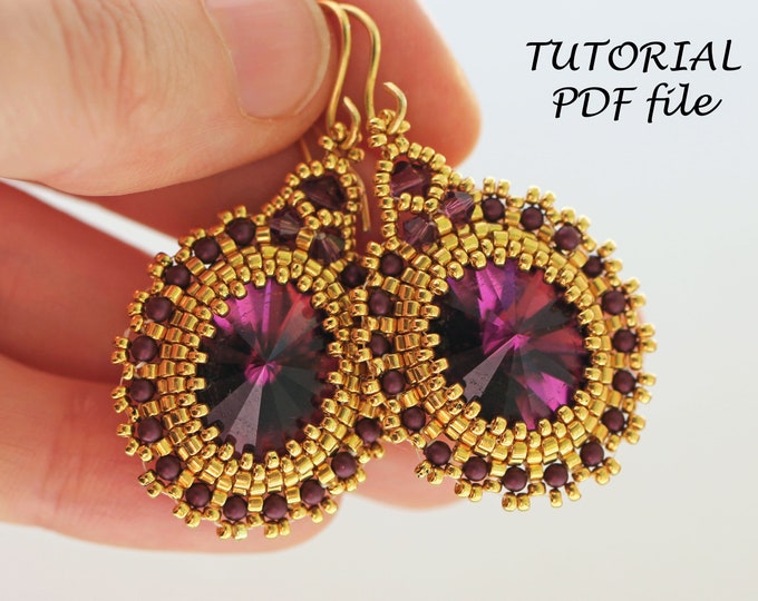Beading Tutorial Earrings Pattern Rivoli Design Oval Swarovski 4122 ...
