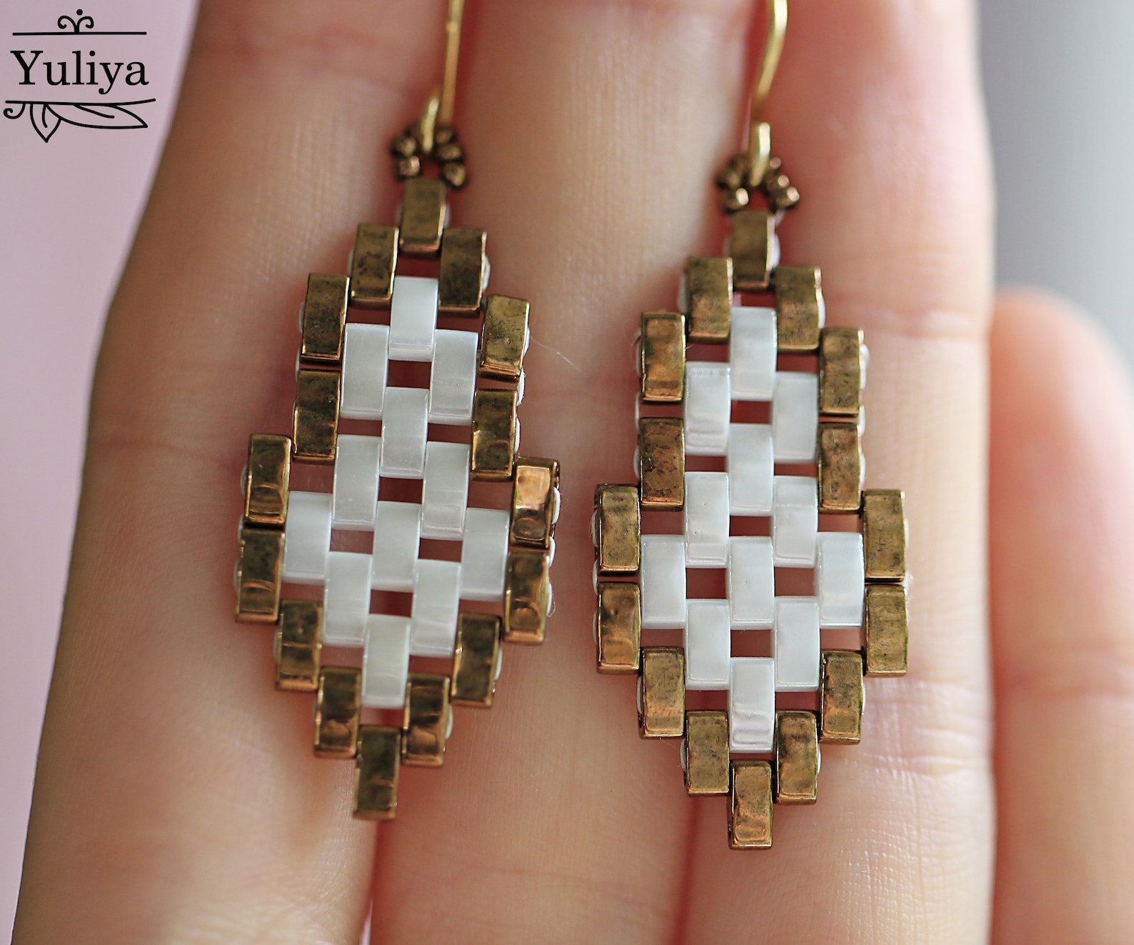 Beaded Earrings Tutorial Half Tila Pattern Earrings - Etsy