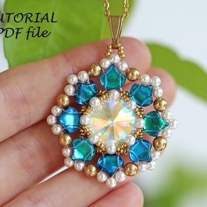 Beaded Pendant Tutorial, Beading Tutorial & Pattern Pendant, Beadwork Tutorial rivoli 16 Mm ...