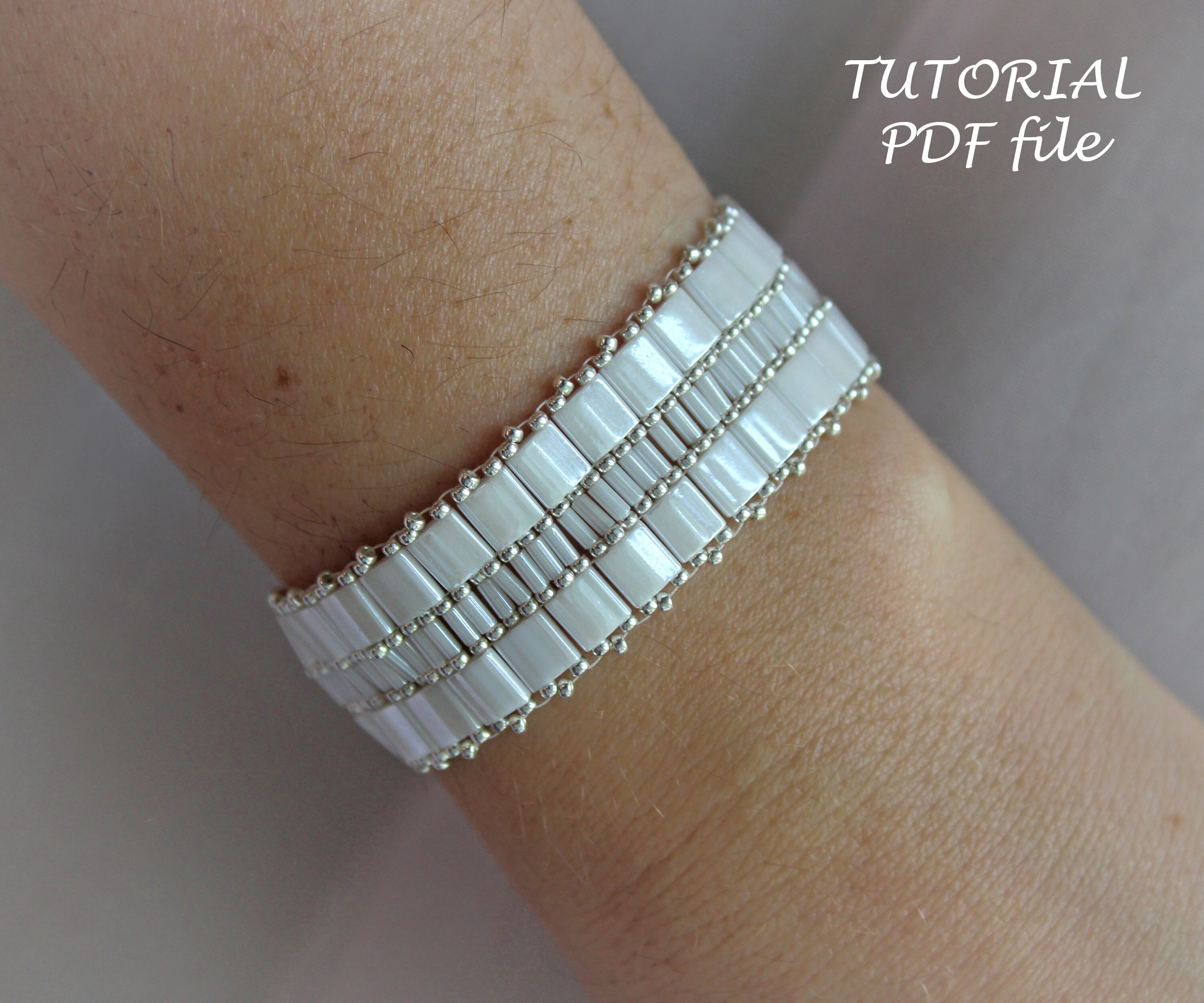 Beading Tutorial Bracelet Tila Bead Pattern Bugle Bead - Etsy