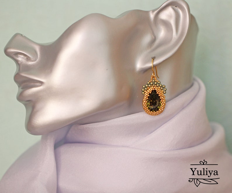 Beaded Earrings Tutorial Beading Pattern Pear Swarovski | Etsy