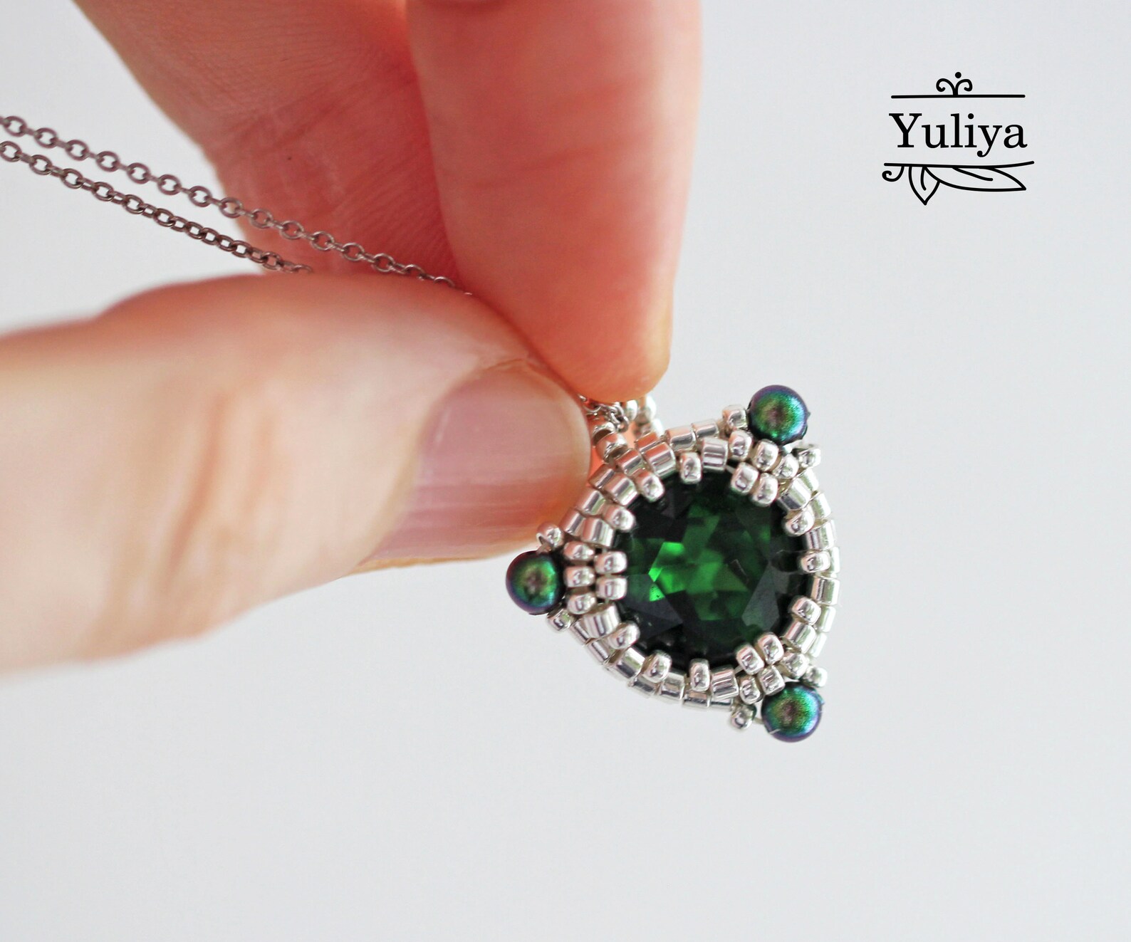 Beading Pattern Pendant Rivoli Bead Tutorial Swarovski - Etsy