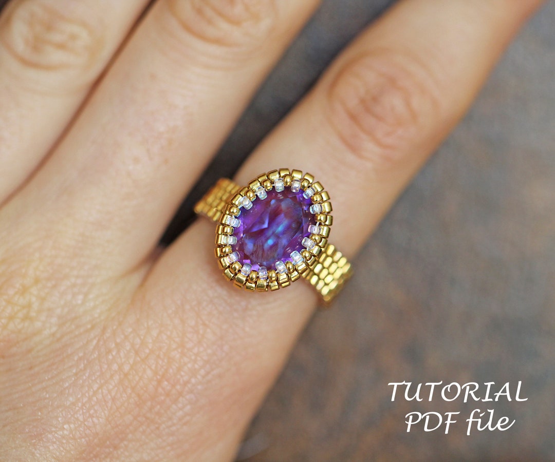 Bead Ring Pattern Peyote Ring Tutorial Beaded Ring Tutorial - Etsy