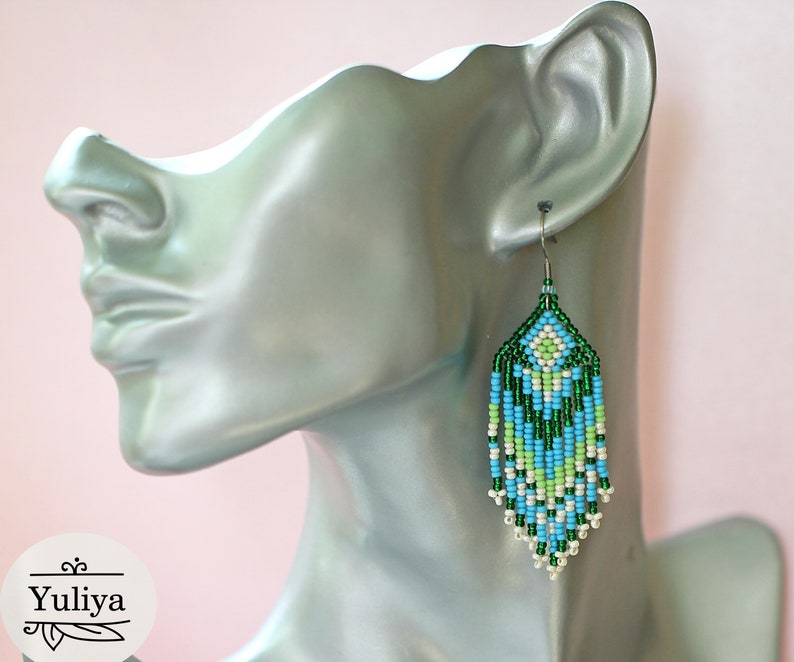 Fringe earrings pattern Brick stitch pattern Brick stitch | Etsy