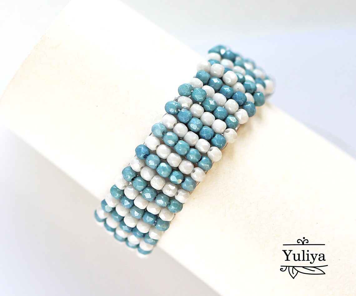 Beading Tutorial Bracelet Pattern Fire Polished Beads Tila Design Step ...
