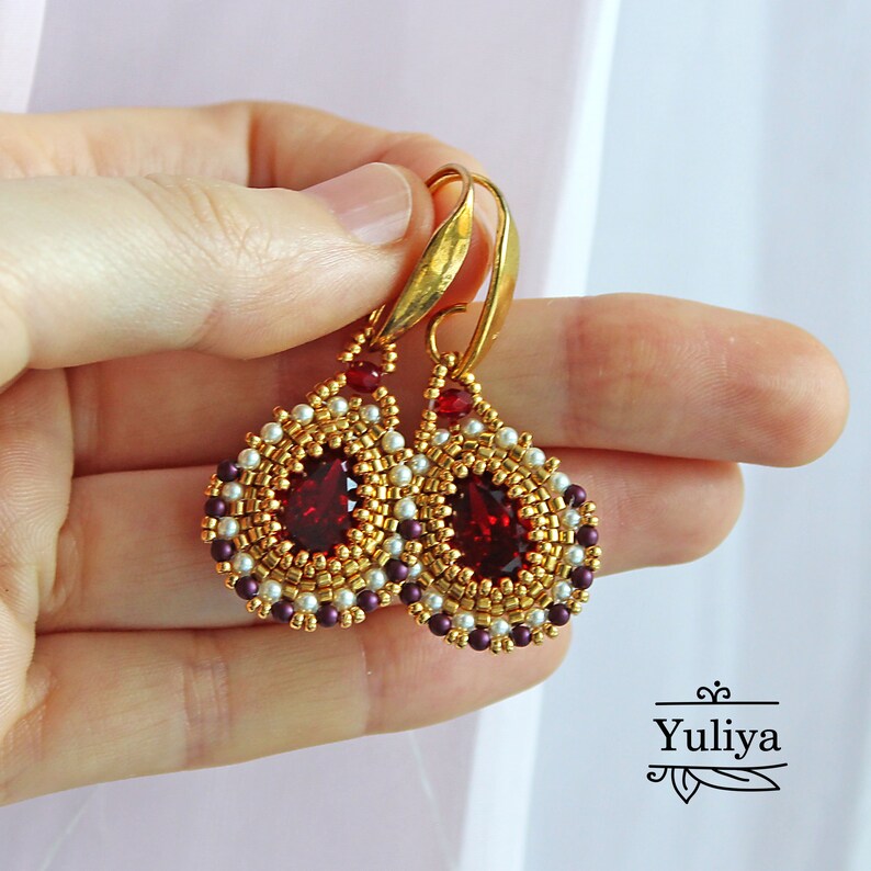 Beaded Earrings Tutorial Rivoli Earring Tutorial Beading - Etsy