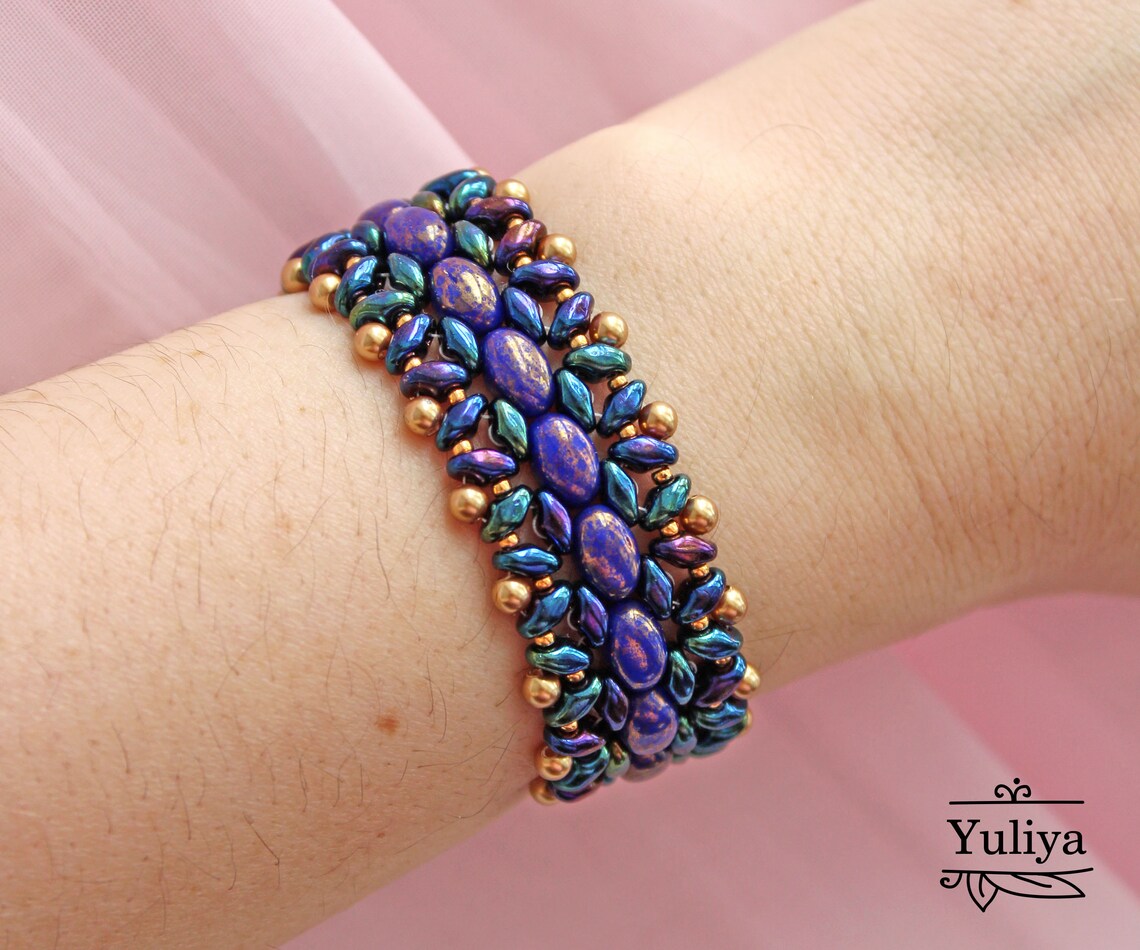 Superduo Bead Pattern Beaded Bracelet With Superduo Beading - Etsy