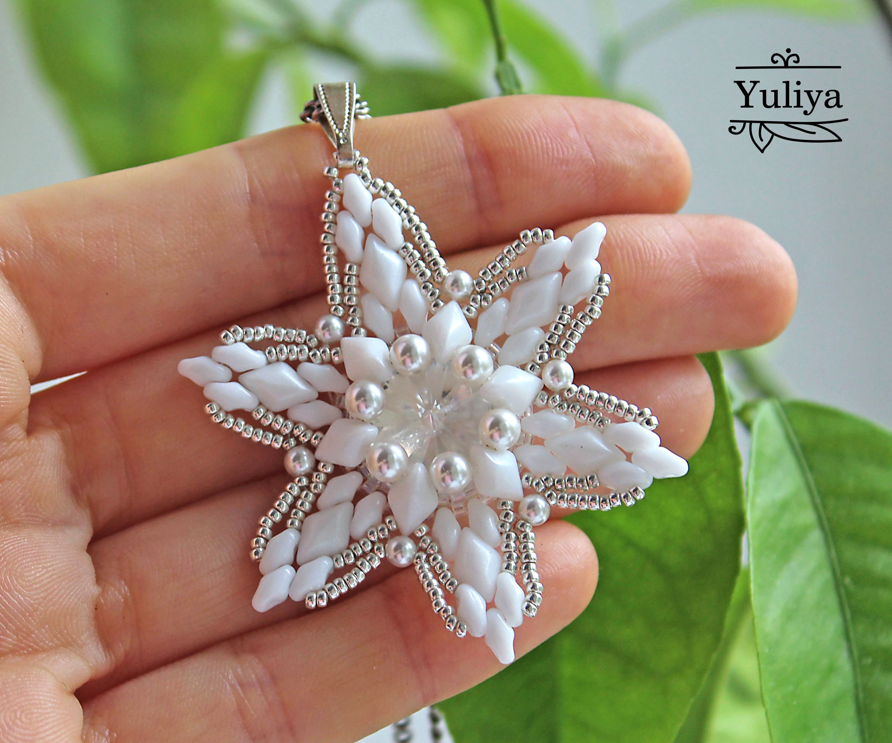 Beaded Snowflake Pattern Snowflake Pendant Tutorial - Etsy