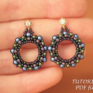 Hoop Earrings Tutorial, Bead Earrings Pattern, Seed Bead Tutorial~pearl ...