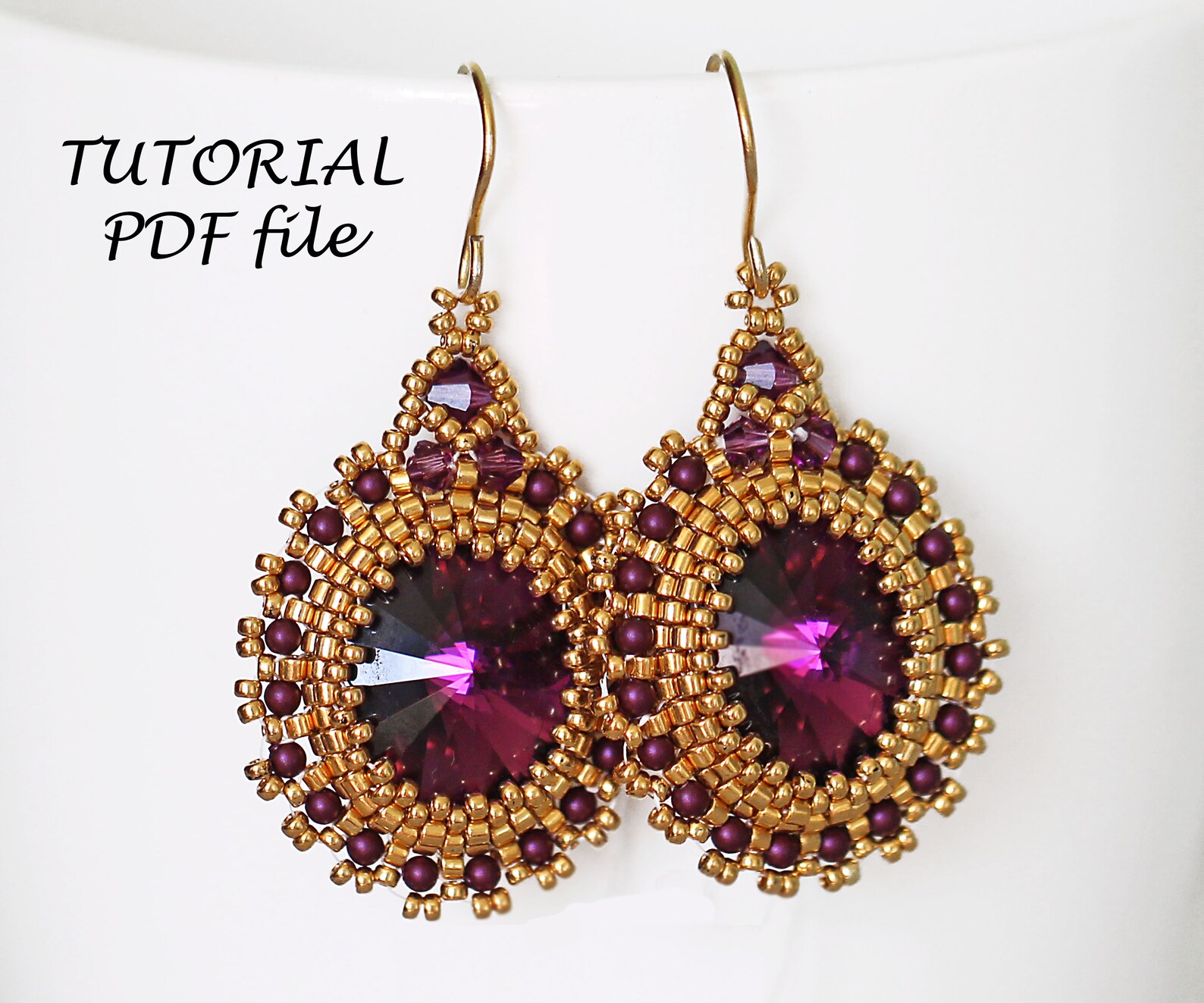 Beading Tutorial Earrings Pattern Rivoli Design Oval Swarovski 4122 ...