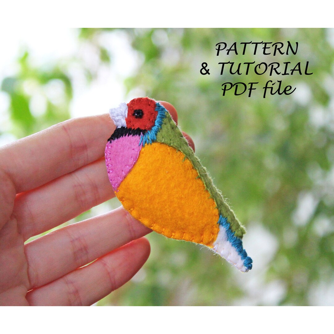 Gouldian Finch Felt Brooch Tutorial PDF Bird Sewing Pattern for Wool ...