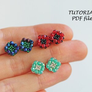 Beaded Stud Earrings Tutorial, Bead Pattern, Beading Tutorial~earring ...