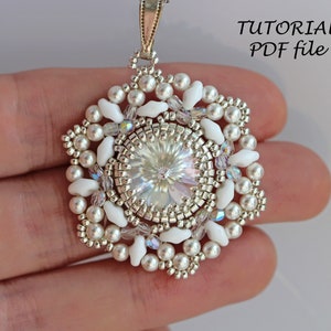 Beading Tutorial Pendant, Beaded Pendant Pattern, Rivoli Swarovski 14mm ...