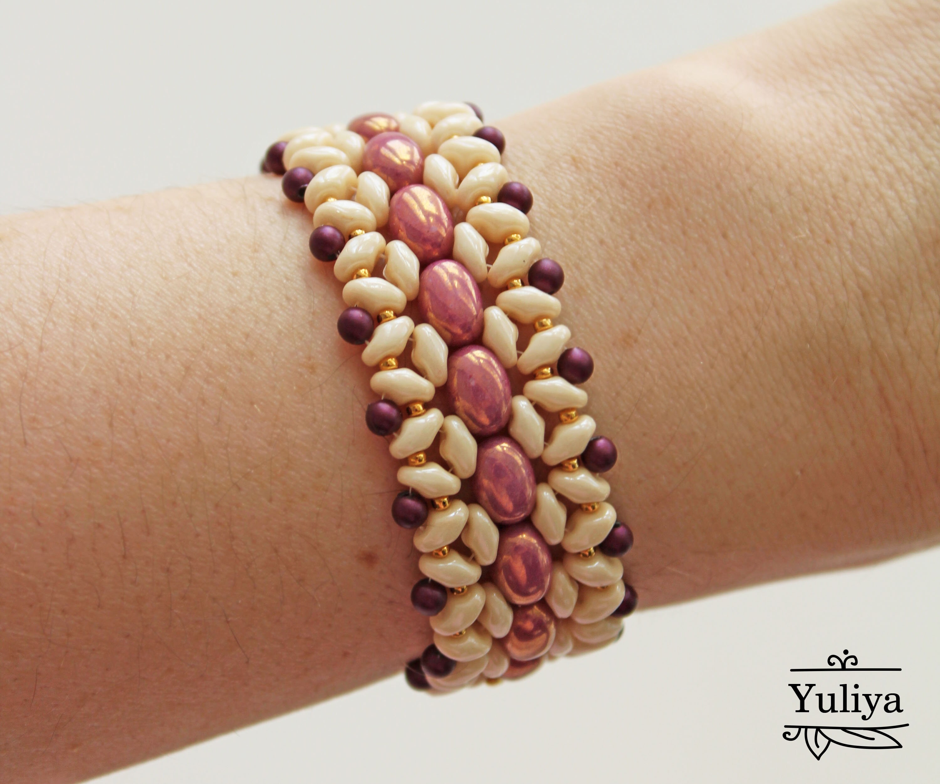 Superduo Bead Pattern Beaded Bracelet With Superduo Beading - Etsy