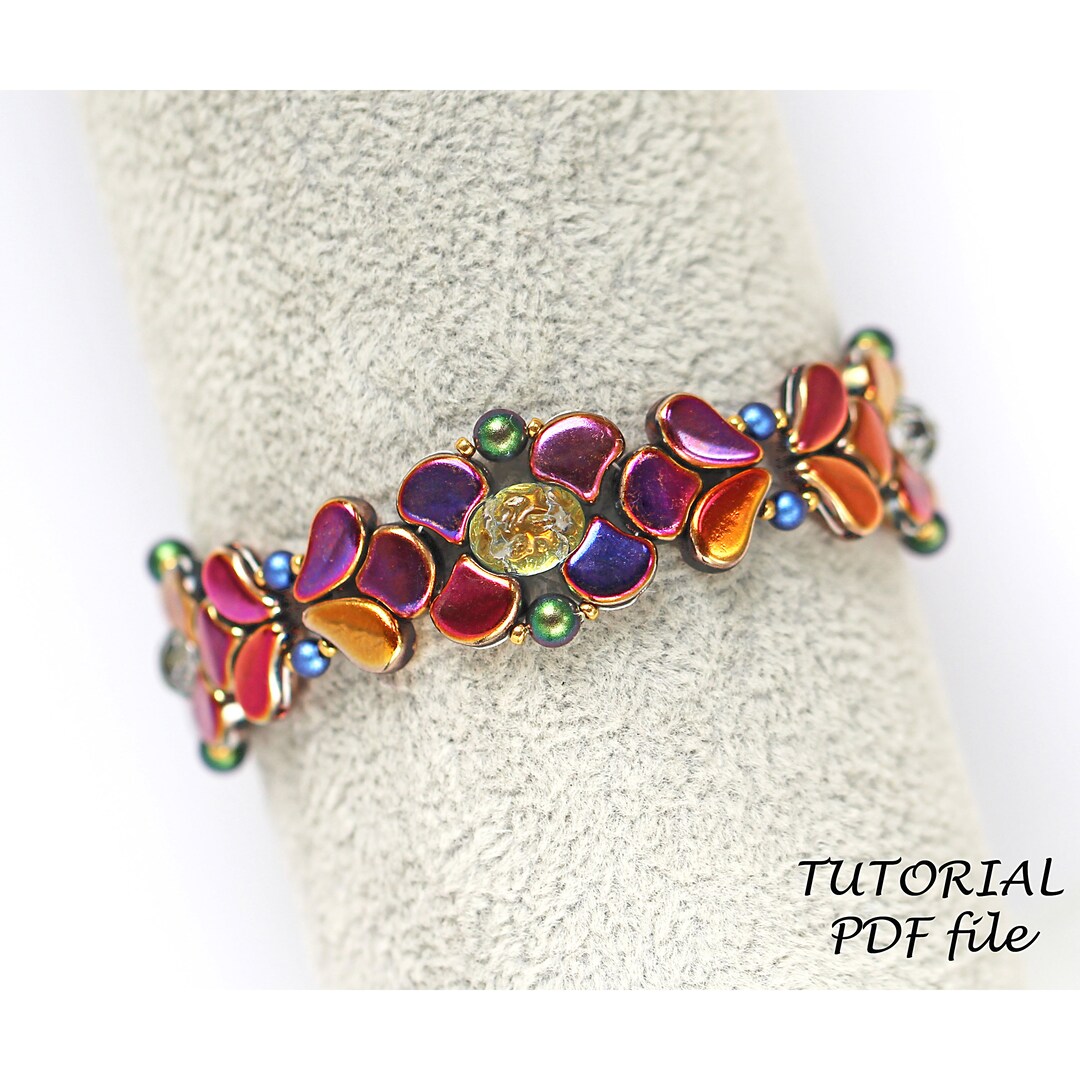 Beaded Bracelet Tutorial, Two Hole Beads, Bracelet Pattern, Beadwork ...