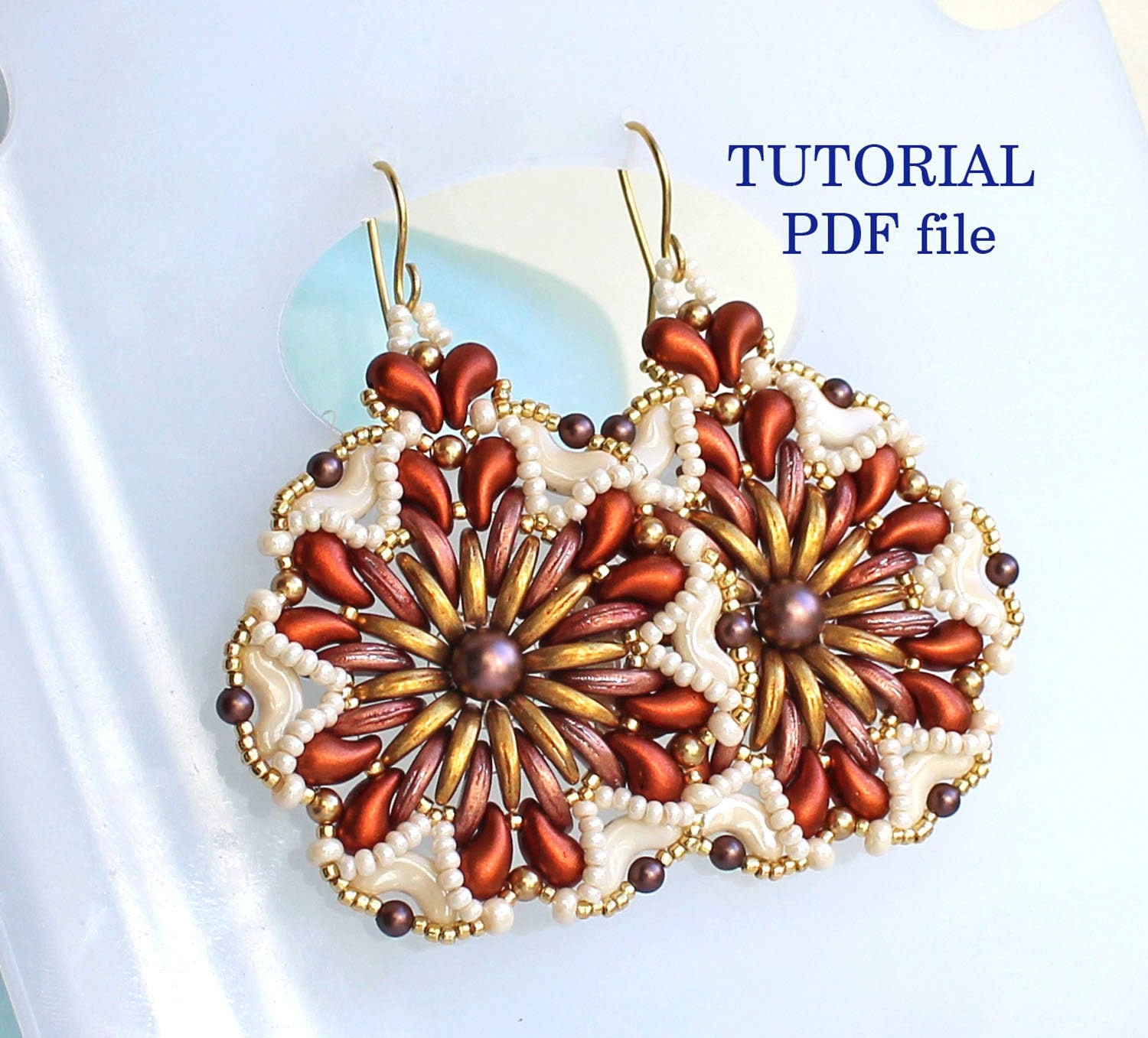Earrings tutorial Beaded earrings pattern ZoliDuo Crescent | Etsy