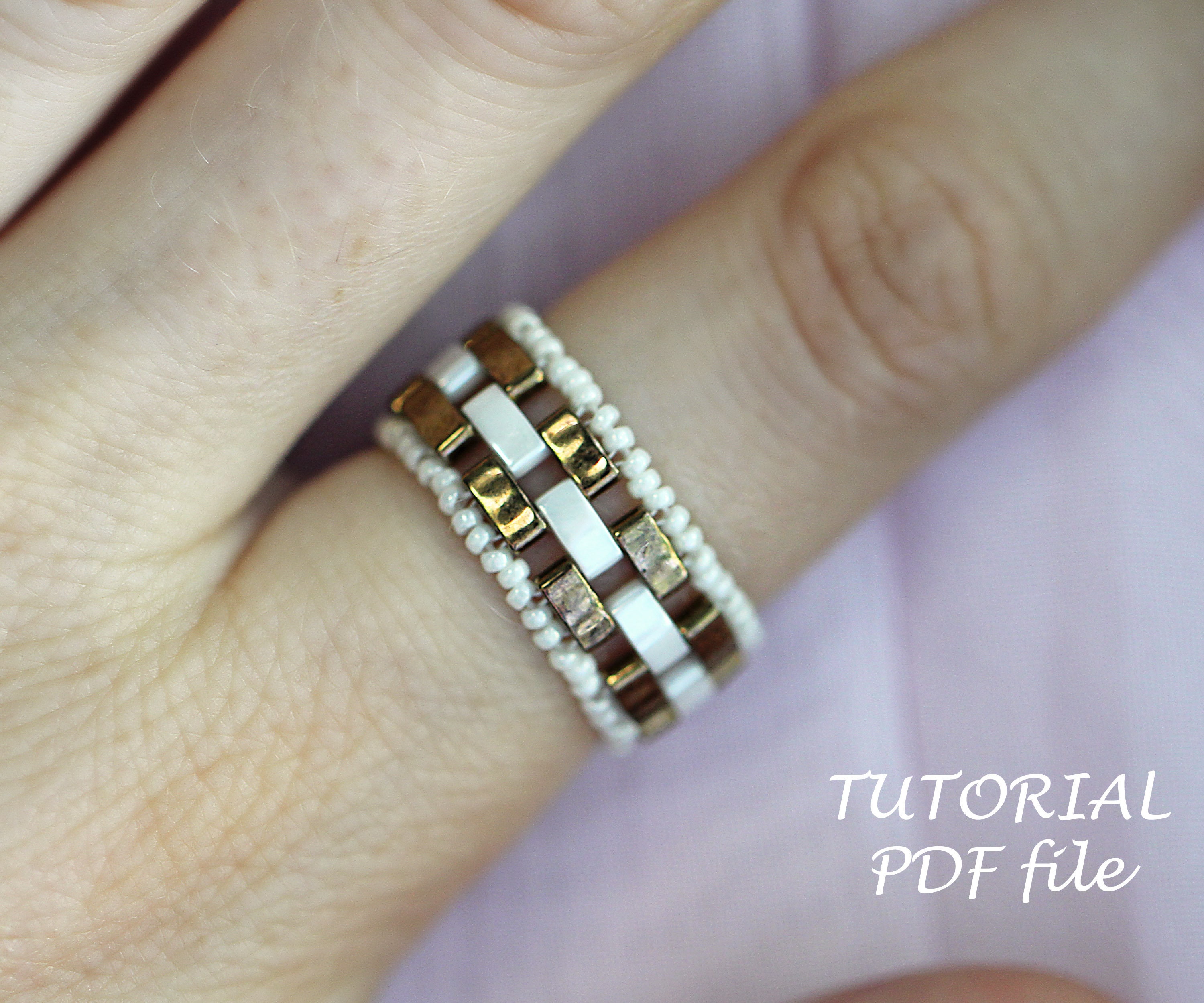Bead ring tutorial Beading tutorial ring Tila Half Tila | Etsy