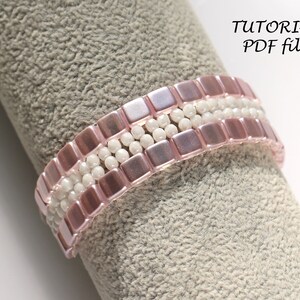 Beaded Pattern Bracelet; Tila, Tile Bead Tutorial; Bead Bracelet ...