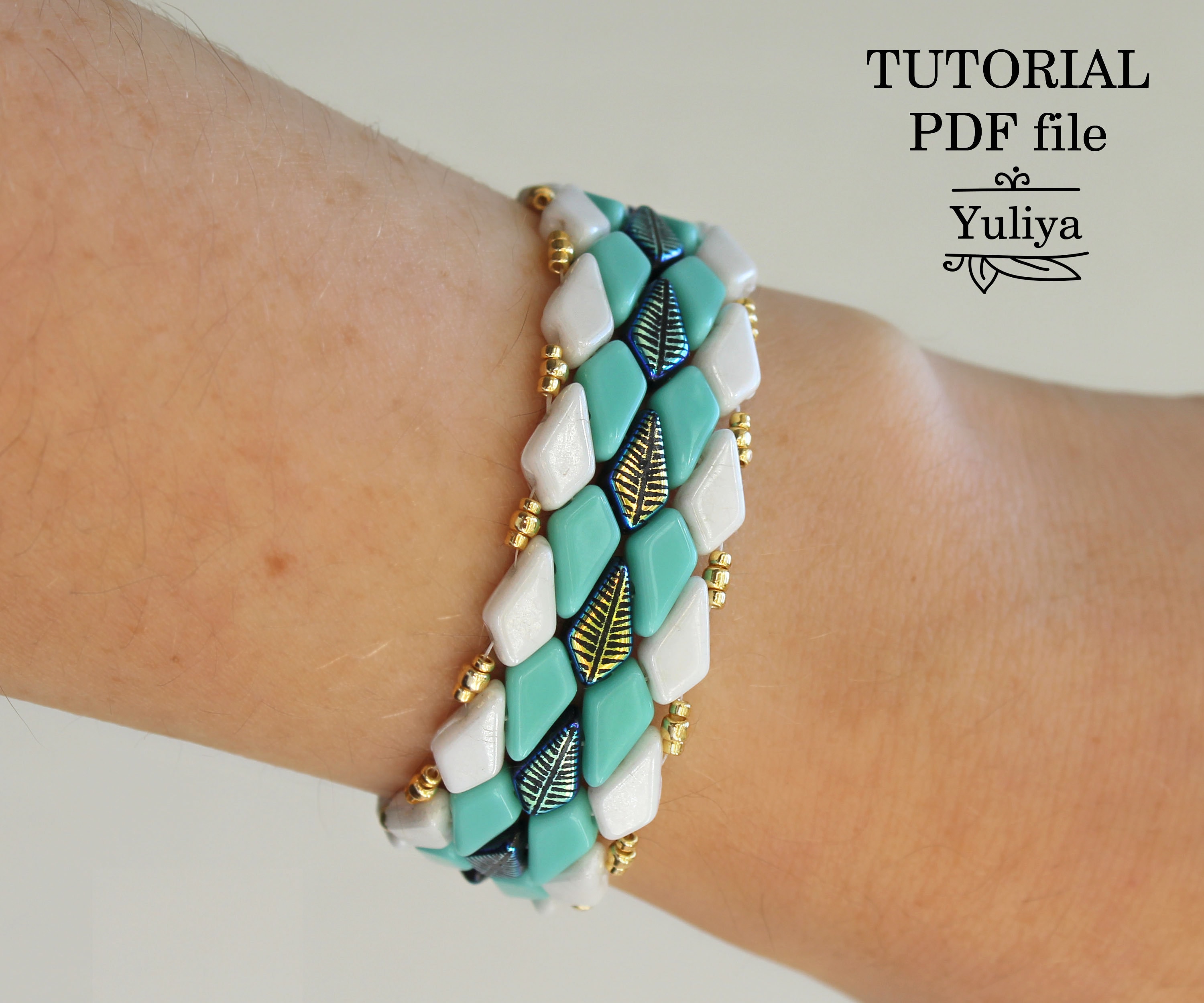 Beaded Bracelet Tutorial Simple Bead Pattern Czech Duo Bead - Etsy