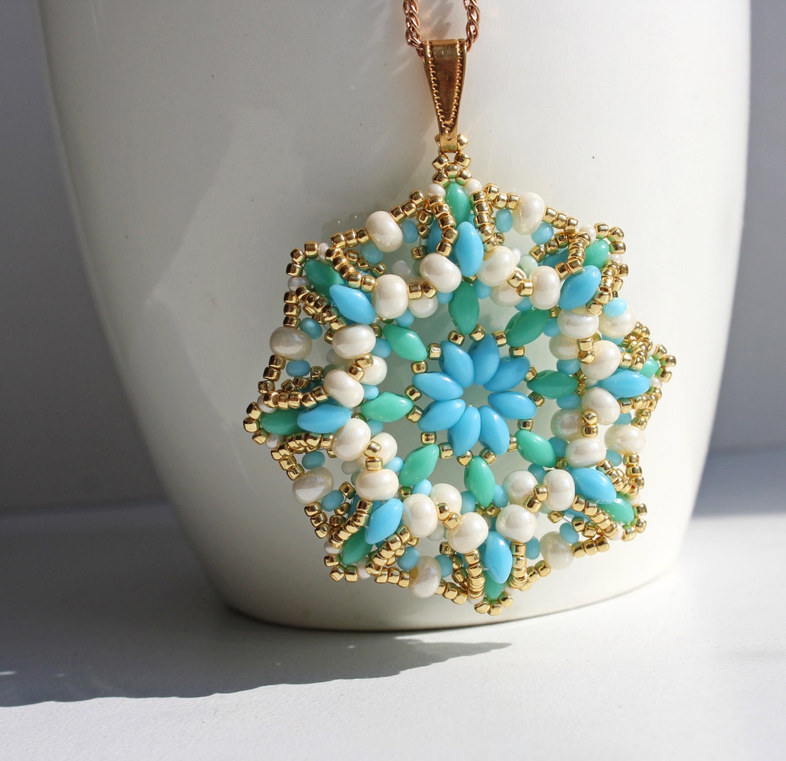 Beaded pendant tutorial Bead pendant tutorial Bead woven | Etsy