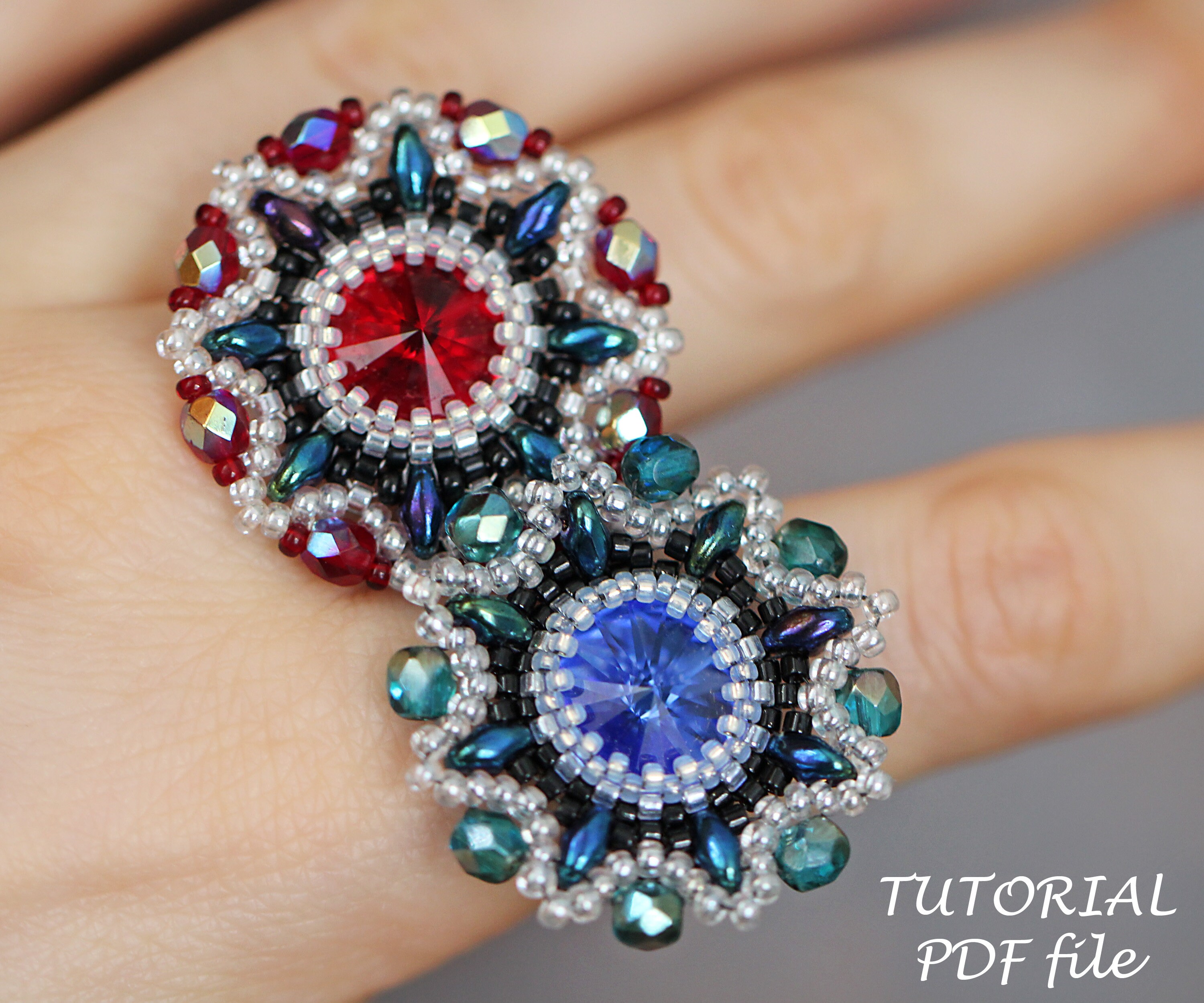 Beaded Ring Pattern Rivoli Ring Tutorial Peyote Stitch - Etsy
