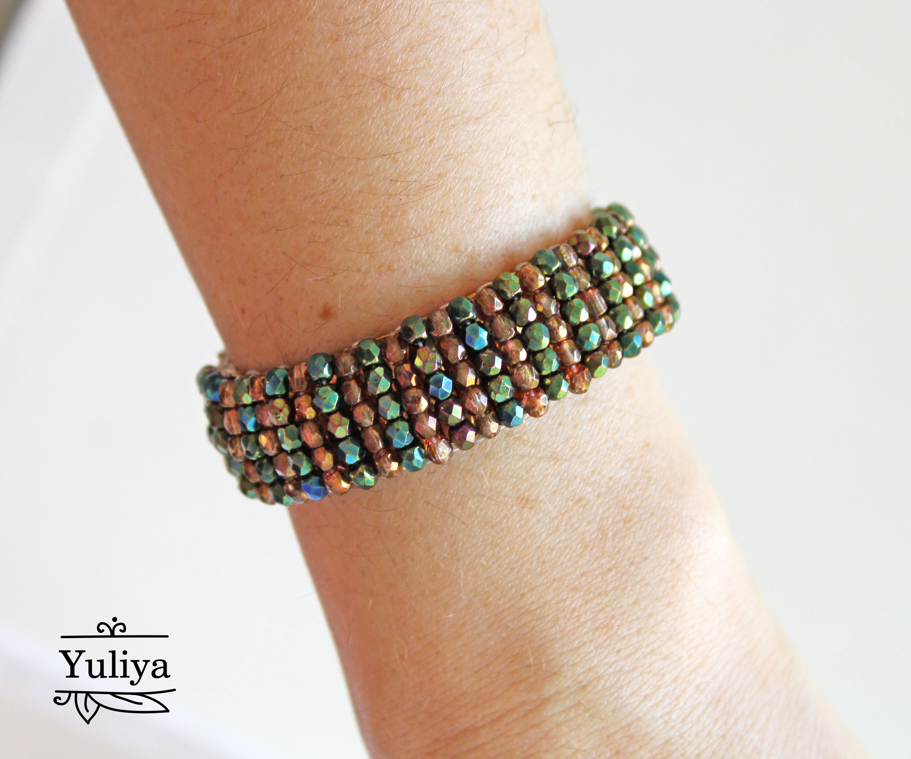 Beading Tutorial Fire Polish Bracelet Tutorial Beaded | Etsy