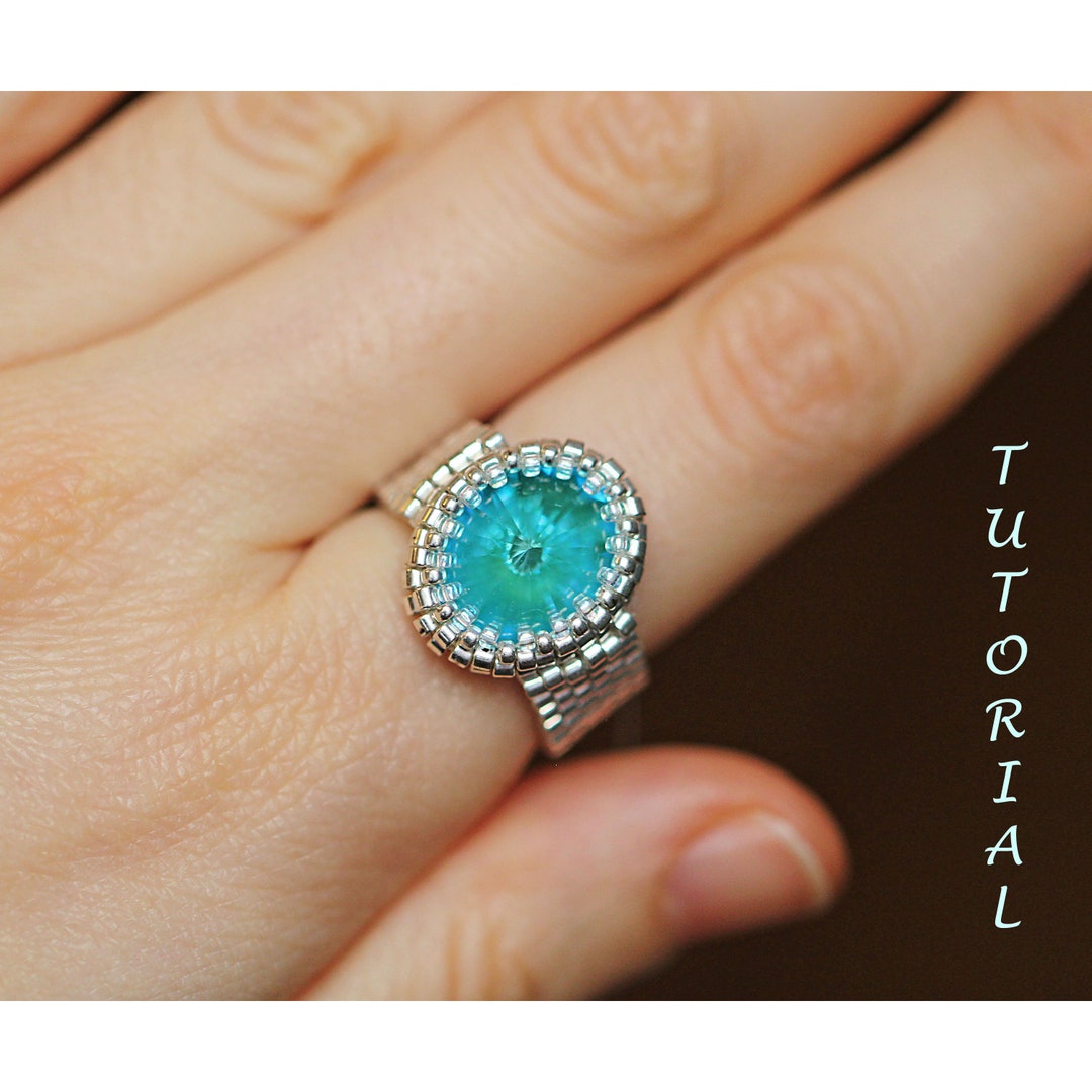 Pattern Bead Ring, Rivoli Ring Tutorial, Beaded Ring Tutorial, Beading Tutorial Ring, Oval ...