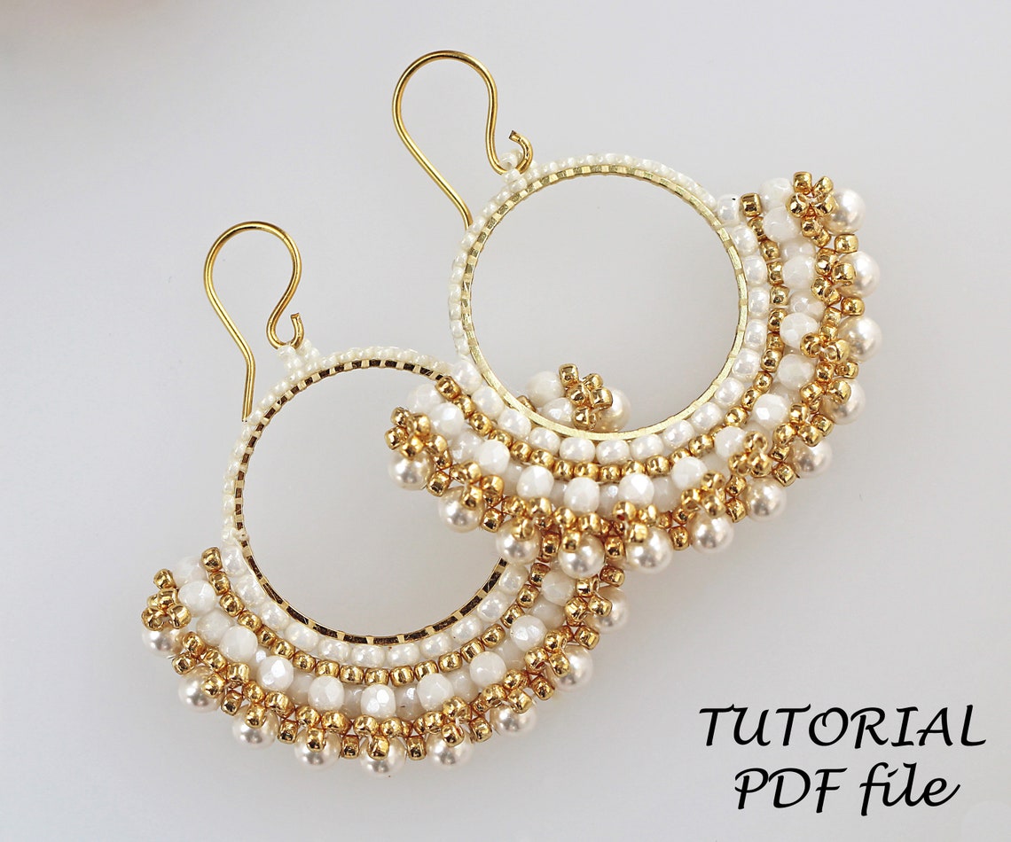 Tutorial Hoop Earrings Brick Stitch Earrings Beading Pattern - Etsy
