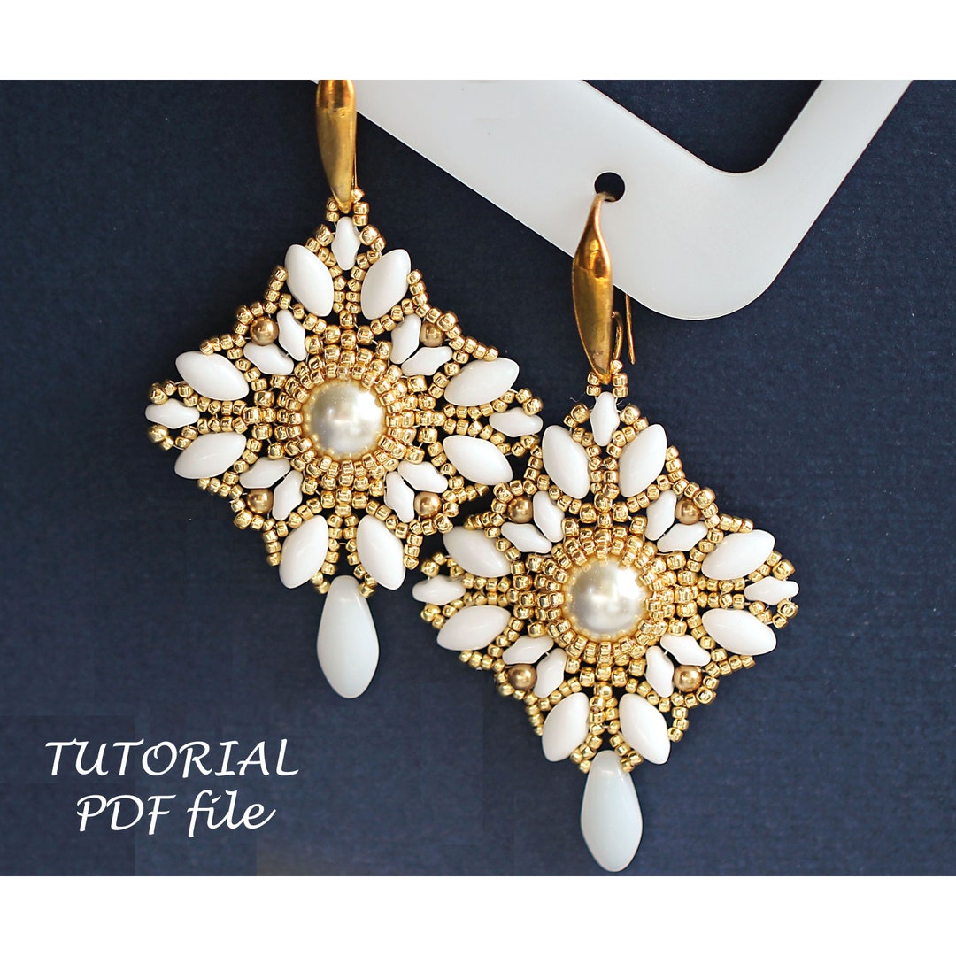 Beaded Earrings Tutorial; Superduo, Irisduo Bead Pattern; Bead Earrings Tutorial, Bead Weaving ...