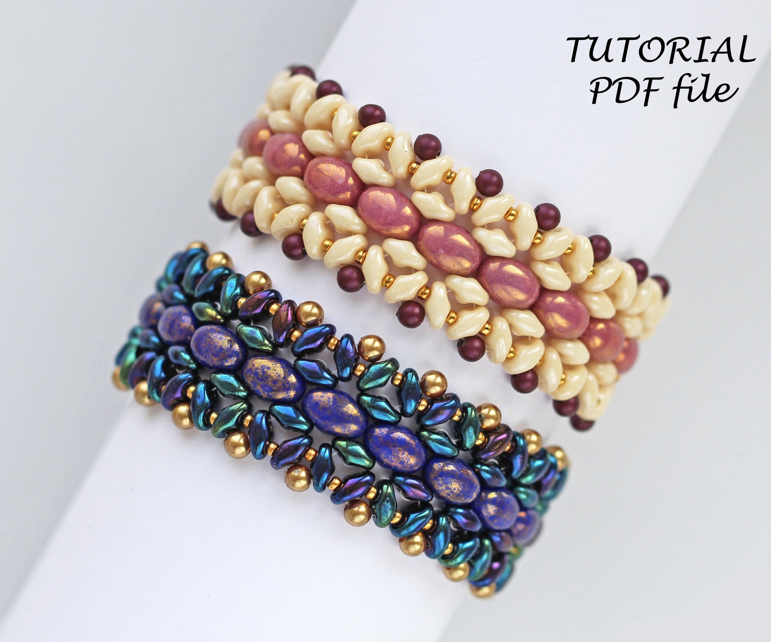 Superduo Bead Pattern Beaded Bracelet With Superduo Beading - Etsy