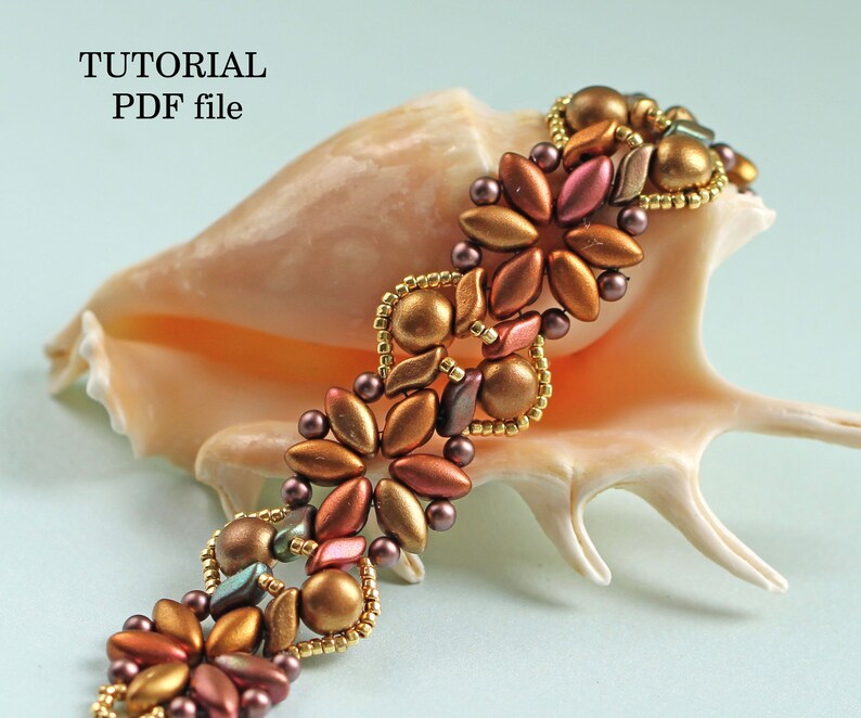 Beading Tutorial Bracelet Pattern Two Hole Bead Pattern - Etsy