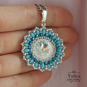 Beaded Rivoli Pendant Pattern Swarovski Beadwork Tutorial Jewelry ...