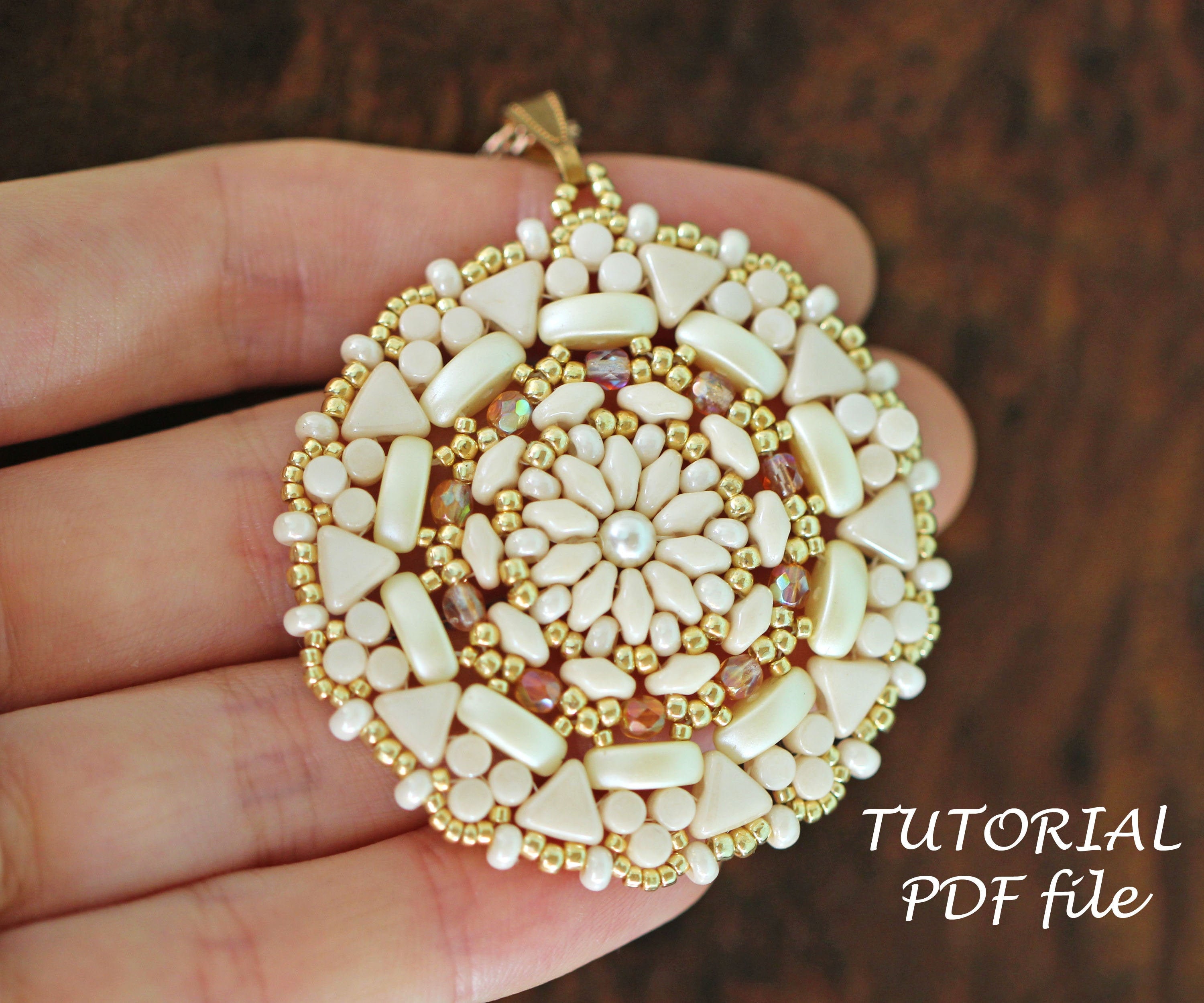 Beaded Pendant Tutorial Mosaic Pendant Pattern Cali | Etsy