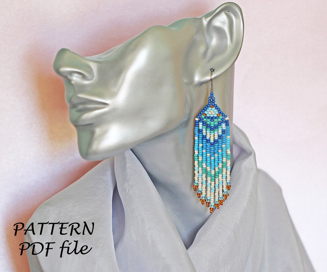 Pattern Native Earrings Long Earrings Pattern Brick Stitch - Etsy