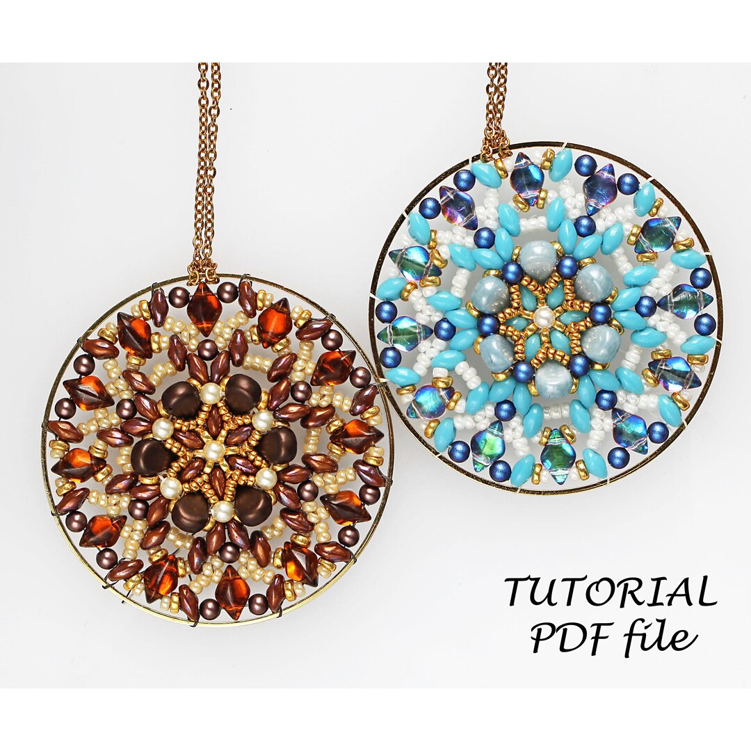 Beaded Pendant Tutorial Mandala Pattern Superduo Gemduo Amos Beads Step ...