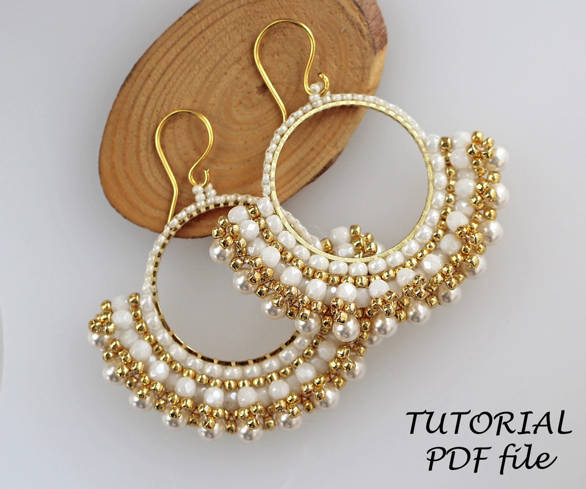 Tutorial Hoop Earrings Brick Stitch Earrings Beading Pattern - Etsy