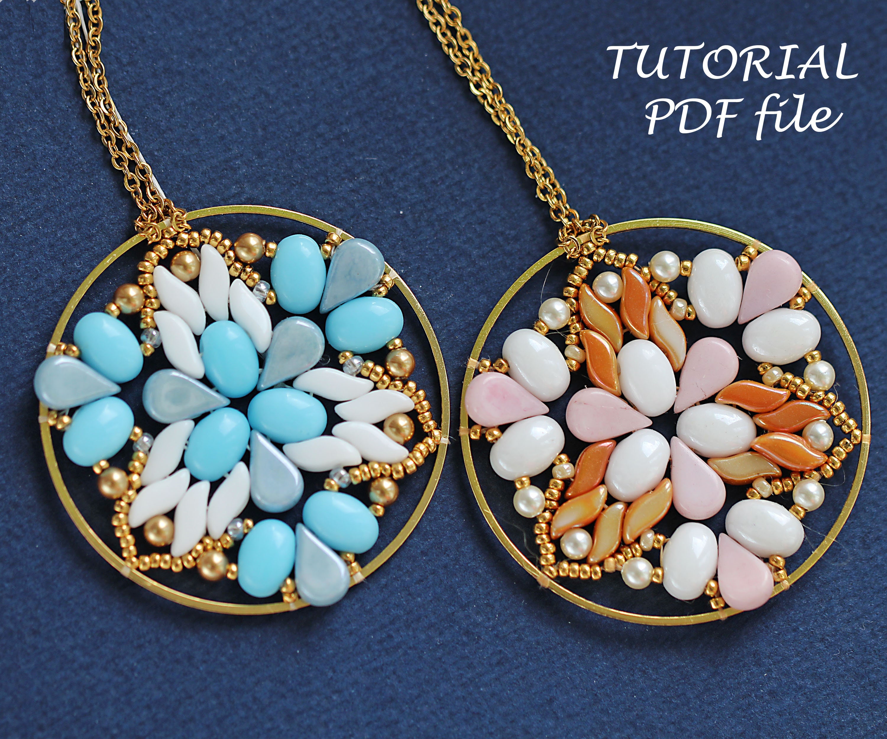 Beaded pendant tutorial Beadwork tutorial StormDuo Amos | Etsy