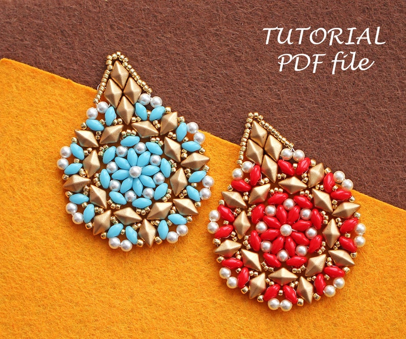 Beaded pendant tutorial Bead pendant pattern SuperDuo | Etsy