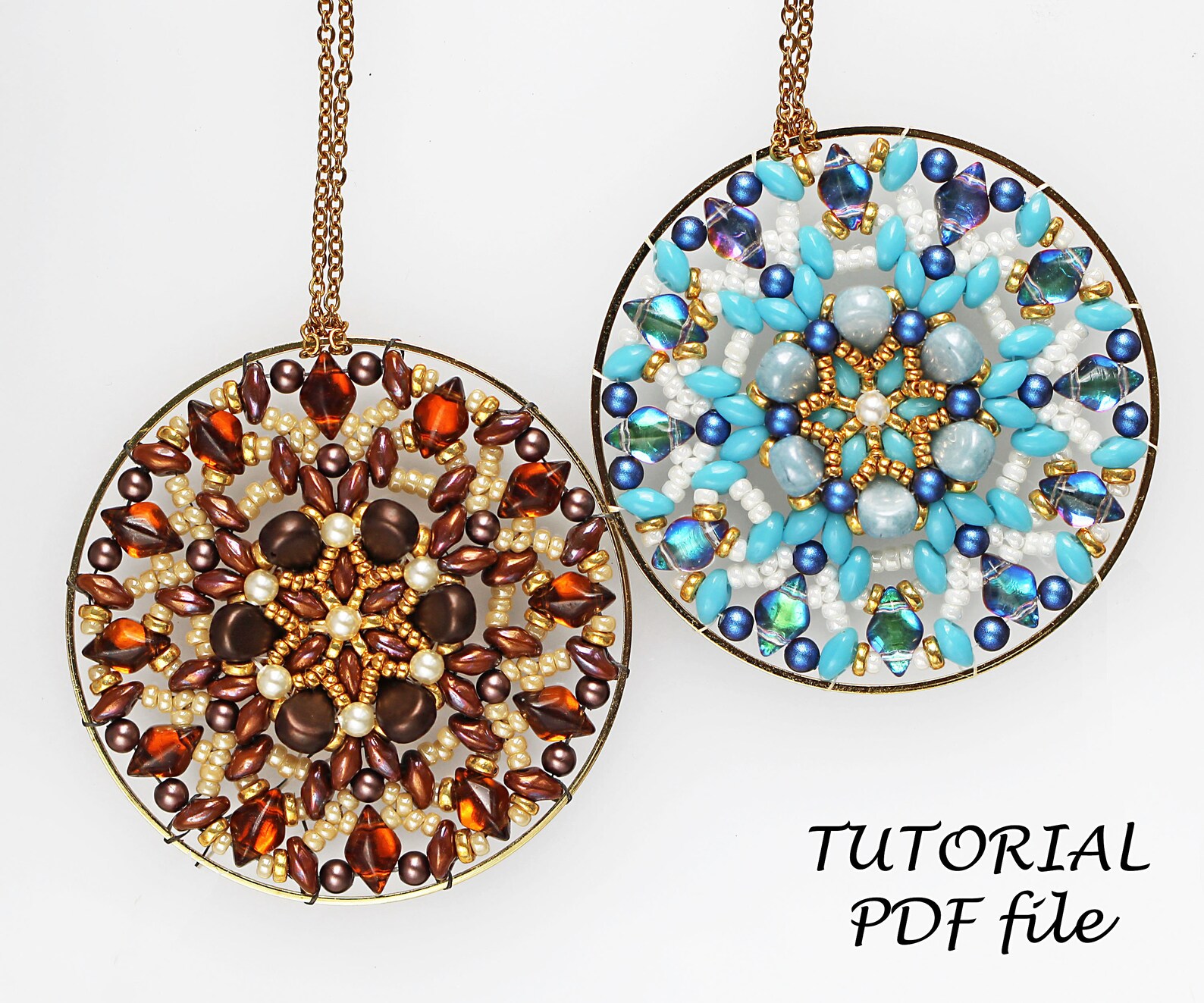 Beaded pendant tutorial Beading pattern Mandala pattern | Etsy