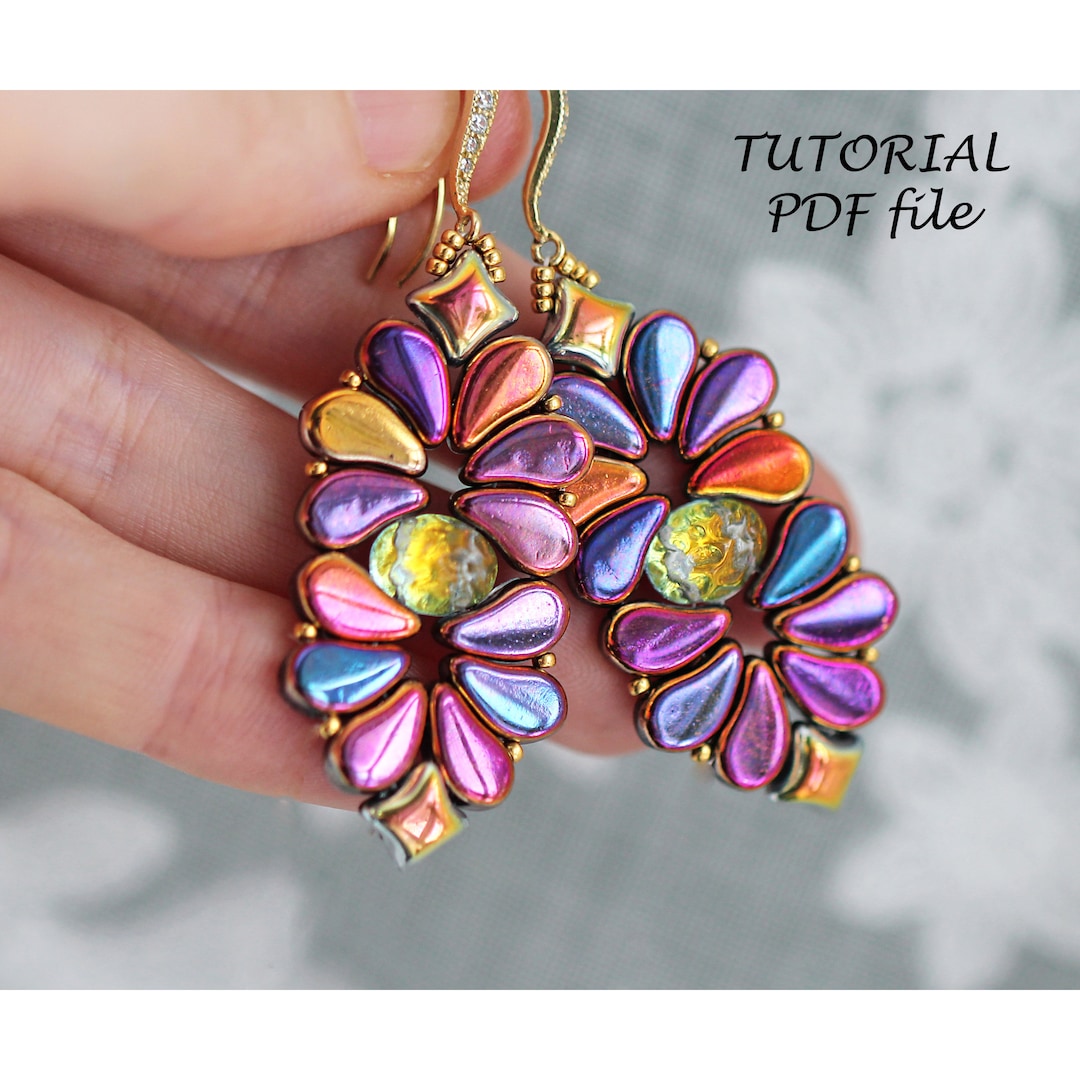 Beaded Earrings Tutorial Pattern Paisley Wibeduo Baroque Cabochon Oval ...