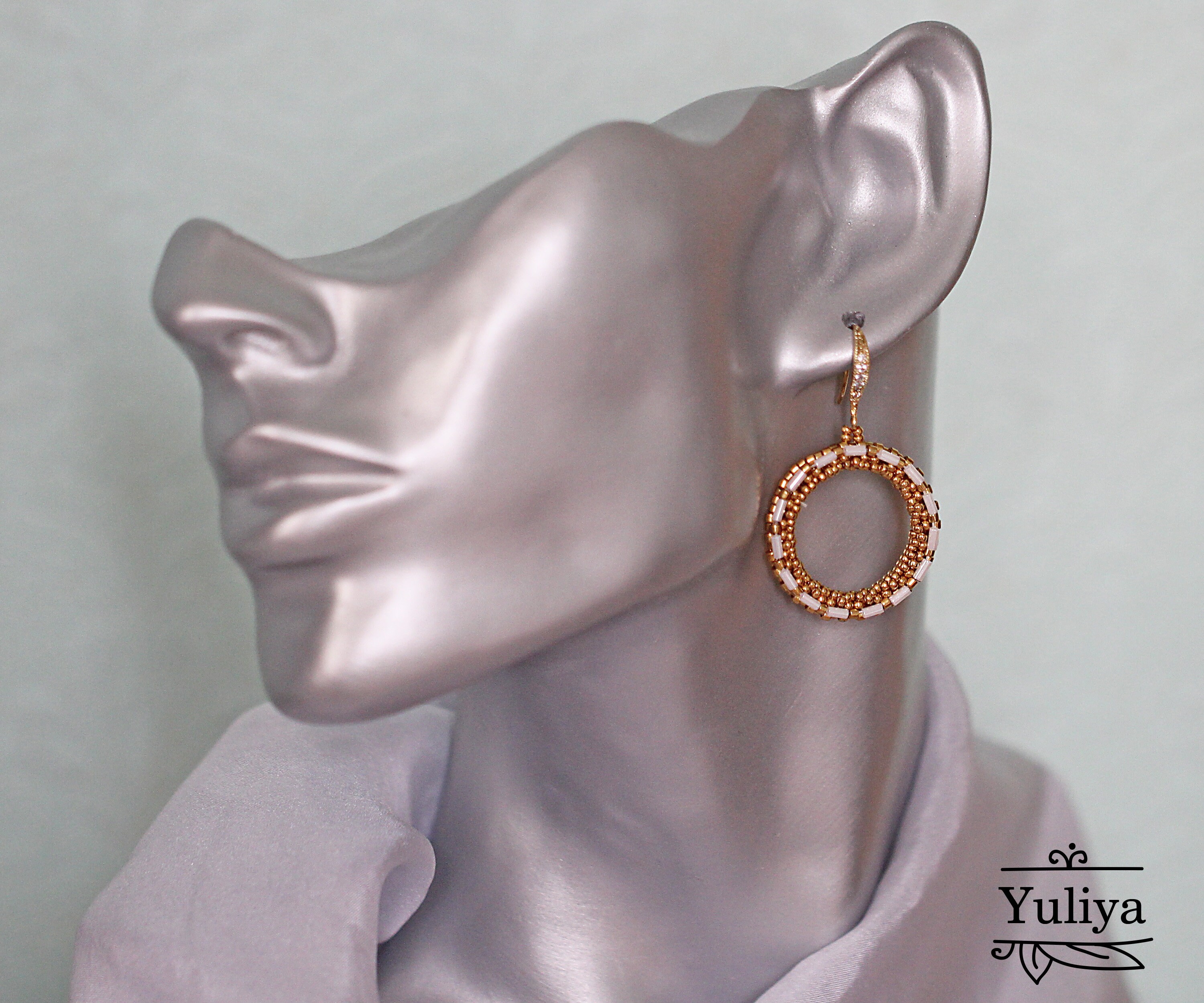 Hoop Earrings Tutorial, Bead Earring Pattern, Seed Bead Tutorial~ Bugle ...