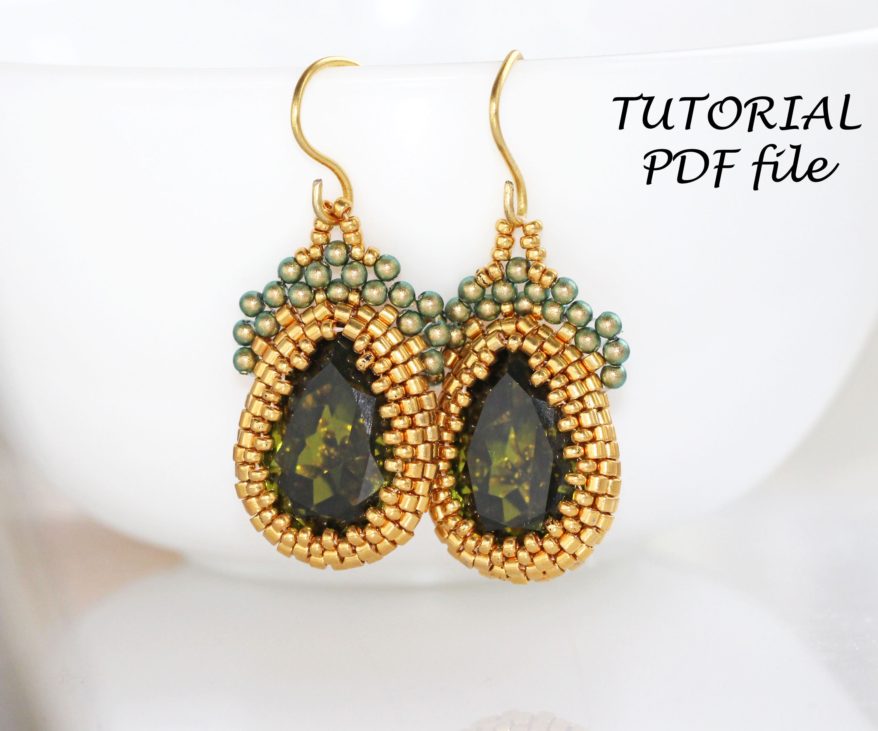 Beaded Earrings Tutorial Beading Pattern Pear Swarovski - Etsy