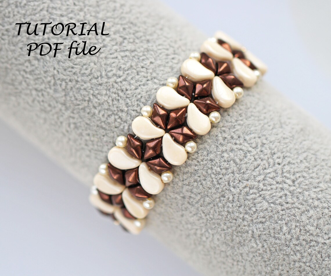 Tutorial bead bracelet Paisley DiamonDuo pattern Beading | Etsy